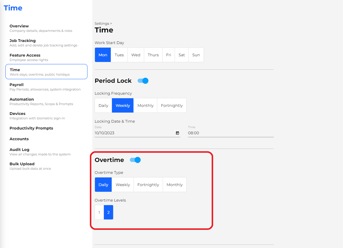 Setting Overtime Levels