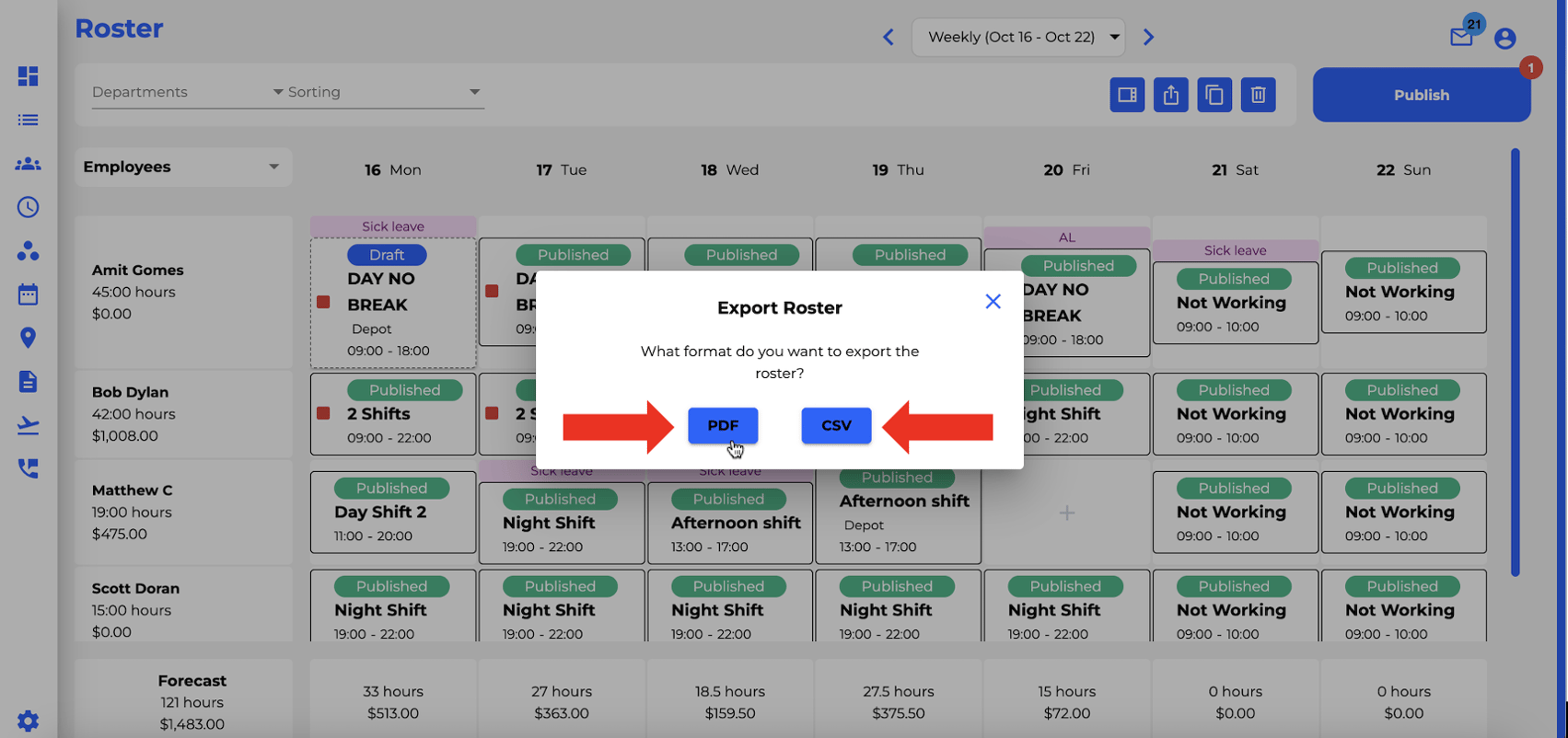 How to export Roster
