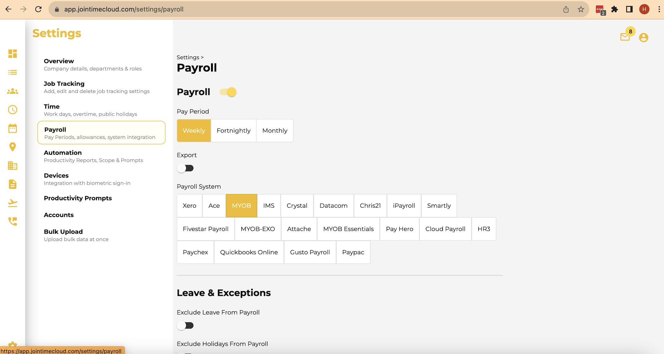 Create and Edit Exceptions